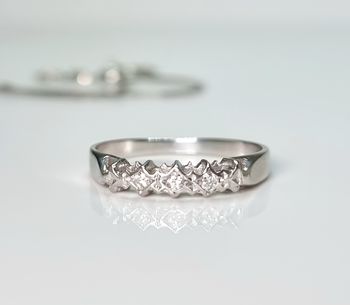 VINTAGE 9ct White Gold Diamond Bridge Style Ring. | Jewellery Past and ...