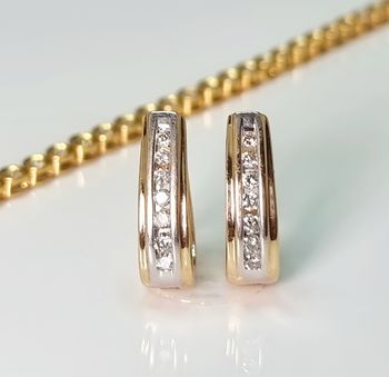CLASSIC 10ct Yellow & White Gold Diamond Hoop Earrings. | Jewellery ...