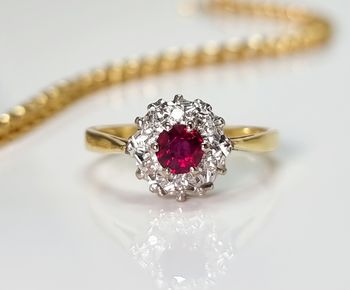 ENGLISH Vintage 18ct Gold Natural Ruby & Diamond Ring | Jewellery Past ...