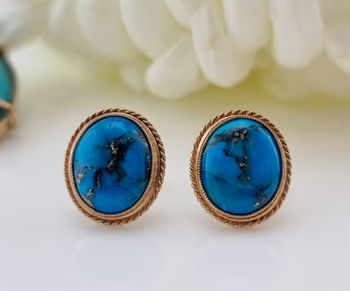 GORGEOUS Vintage 9ct Gold Turquoise Matrix Earrings | Jewellery Past ...
