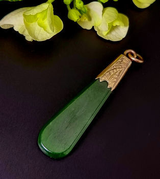 VICTORIAN 9ct Yellow Gold LARGE Nephrite Jade Fob Pendant | Jewellery ...