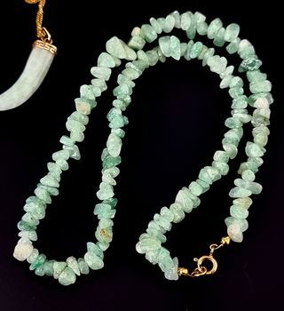 VINTAGE Raw Nephrite Jade Beads With 9ct Yellow Gold Clasp. | Jewellery ...