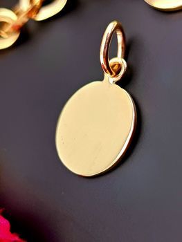 NEW Hand-Made Solid 9ct Yellow Gold Circular Cartouche Pendant/Charm ...