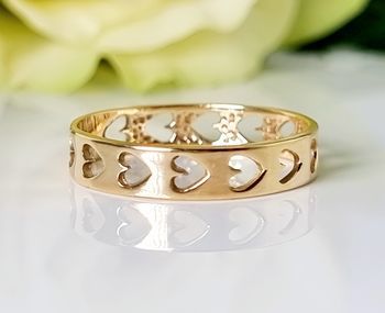 GORGEOUS 10ct Yellow Gold Heart Cut Out Band/Ring | Jewellery Past and ...