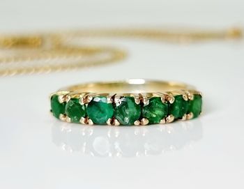 VINTAGE 12ct Yellow Gold Natural Emerald Half Hoop Ring | Jewellery ...