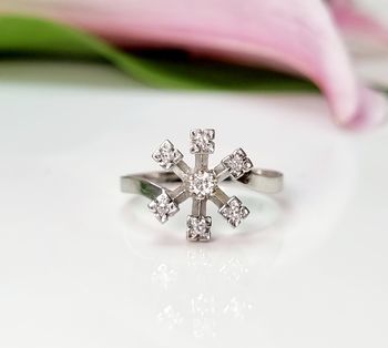 VINTAGE Swedish 18ct White Gold Diamond Snowflake Ring | Jewellery Past ...