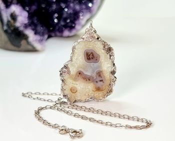 VINTAGE Sterling Silver Quartz Geode Pendant & Chain | Jewellery Past ...