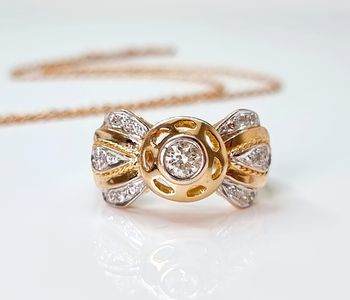 AMAZING Quality 18ct Rose Gold Diamond set Bow Style Ring. | Jewellery ...