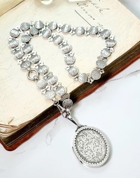 EDWARDIAN Sterling Silver Book Chain Collier & Large 1881 Victorian ...