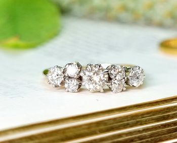 EDWARDIAN 18ct Yellow Gold & Platinum Old Cut Diamond Half Hoop Ring ...